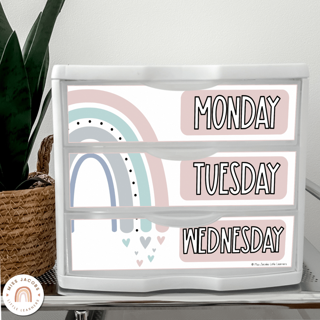 Sterilite Drawer Labels: Modern Rainbow Classroom Decor – Miss Jacobs ...