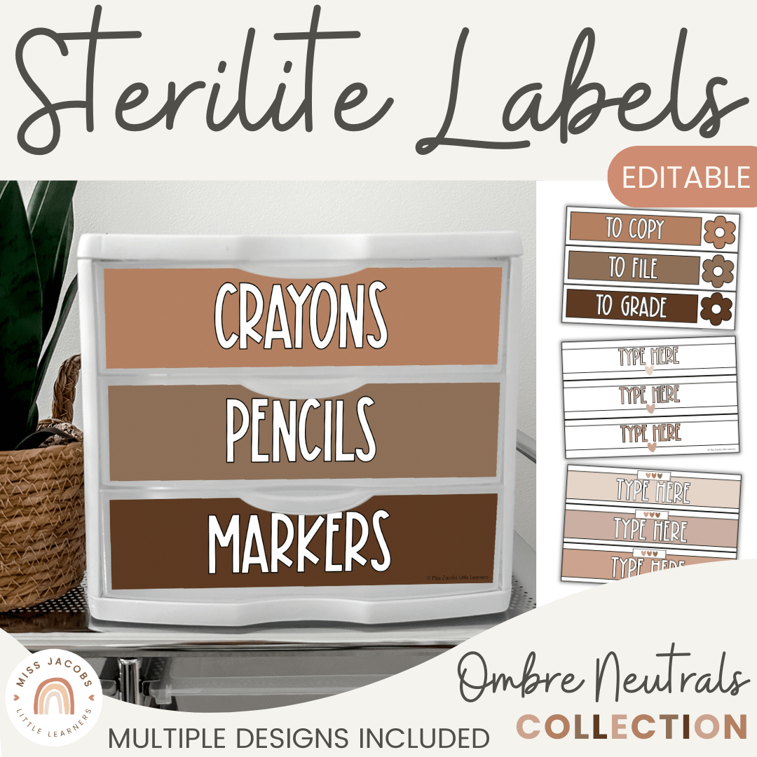 Sterilite Labels | Ombre Neutrals