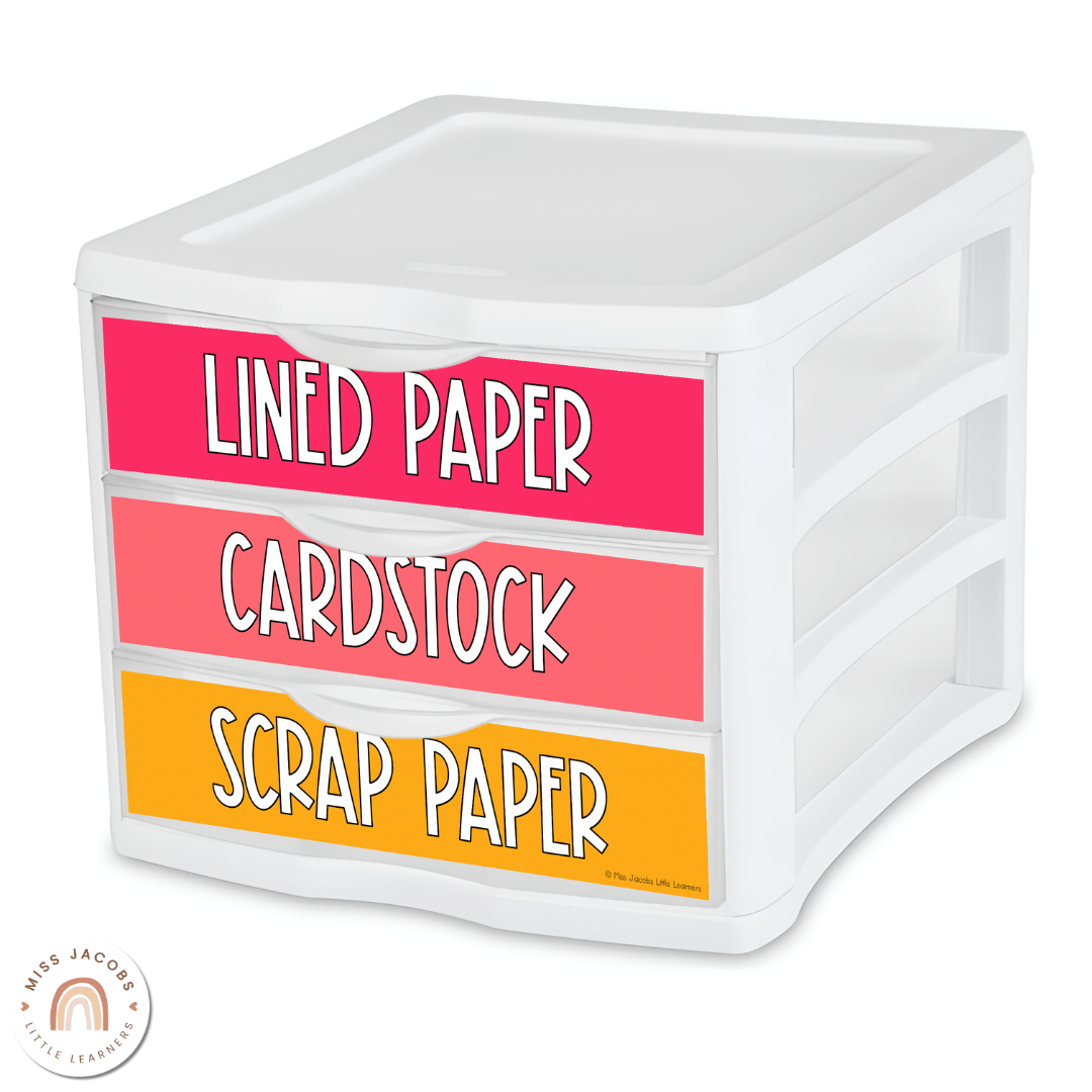 Sterilite Drawer Labels - Spotty Bright Theme - Miss Jacobs