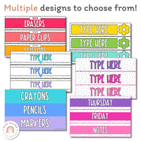 Sterilite Drawer Labels - Spotty Bright Theme - Miss Jacobs