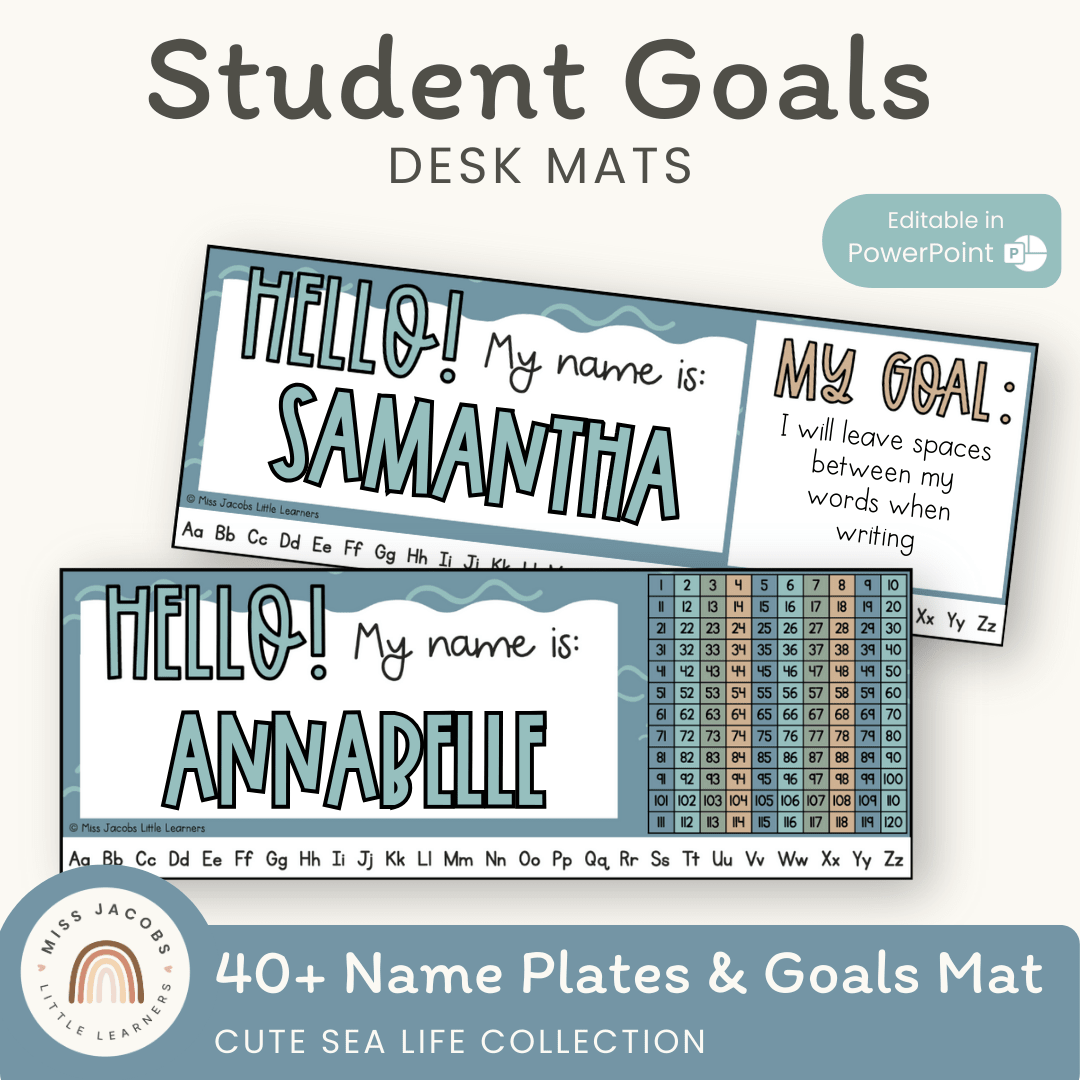 Student Desk Name Plate & Goals Mat - Cute Sea Life Decor – Miss Jacobs ...