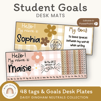 Student Desk Name Plate & Goals Mat - Daisy Gingham Neutrals – Miss ...