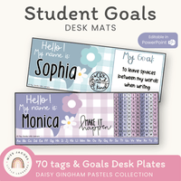 Student Desk Name Plate & Goals Mat - Daisy Gingham Pastels – Miss ...