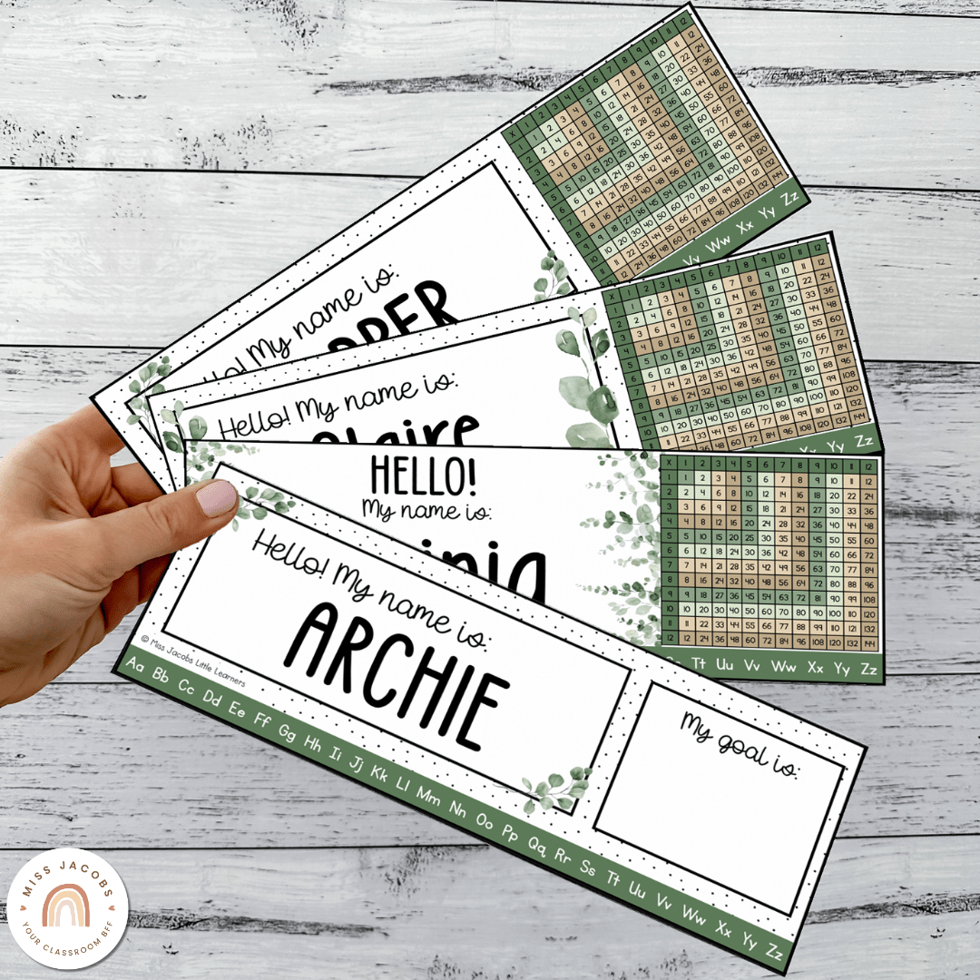 Student Desk Name Plate & Goals Mat - Modern Botanical - MJLL