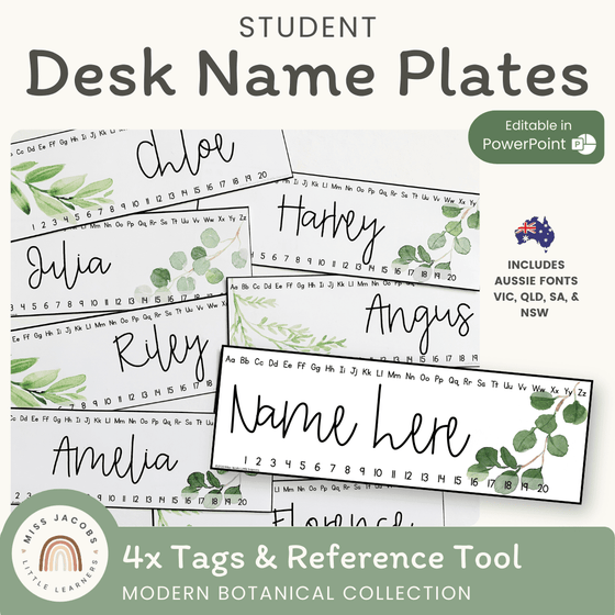 Student Desk Name Plates - Botanical Classroom Decor – Miss Jacobs ...