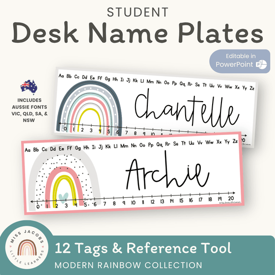 Student Desk Name Plates: Modern Rainbow Classroom Decor – Miss Jacobs ...