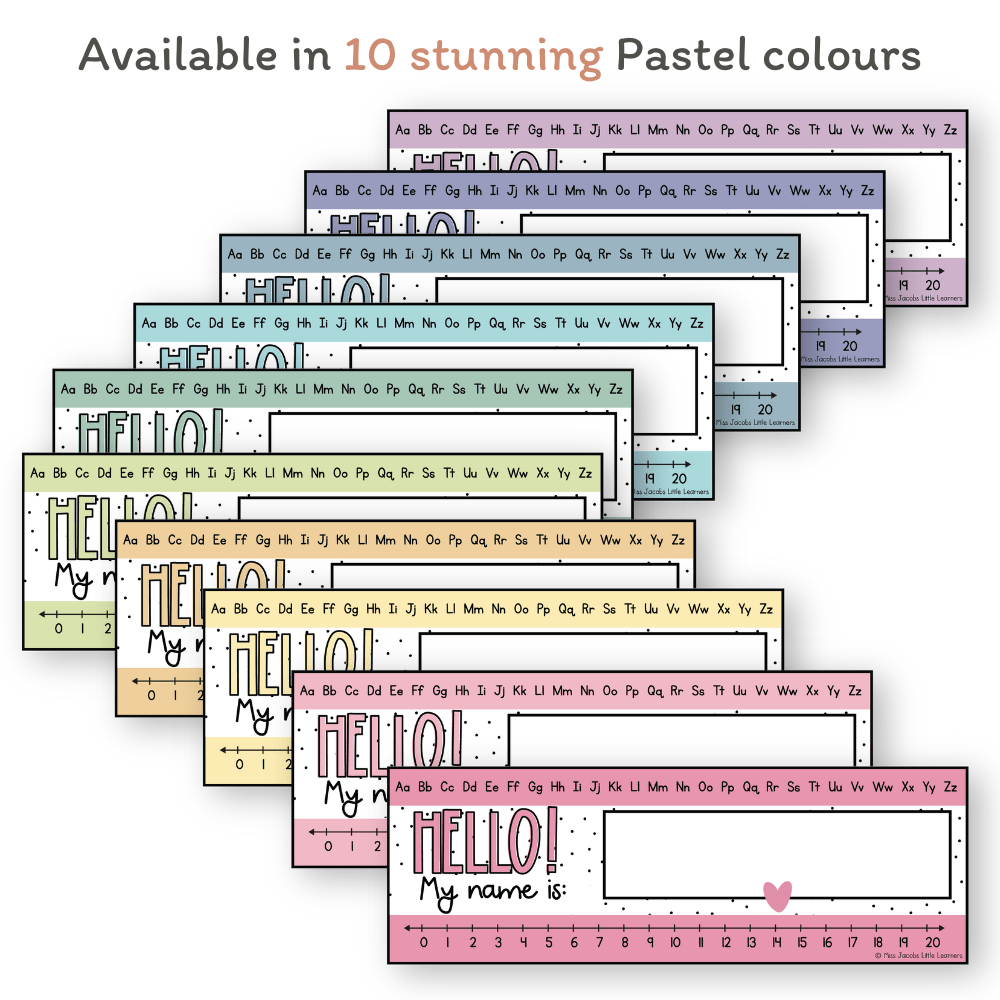 Student Desk Name Plates - Spotty Pastel Theme - Miss Jacobs