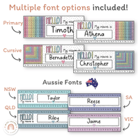 Student Desk Name Plates - Spotty Pastel Theme - Miss Jacobs