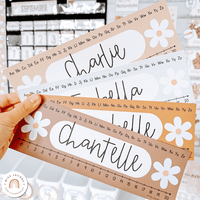 Student Desk Plates & Supply Labels | Daisy Gingham Neutral Classroom ...