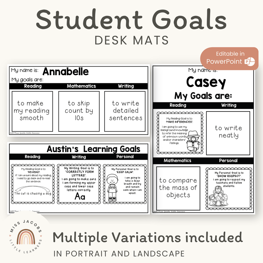 Student Student Goal Setting Template – Miss Jacobs Little Learners