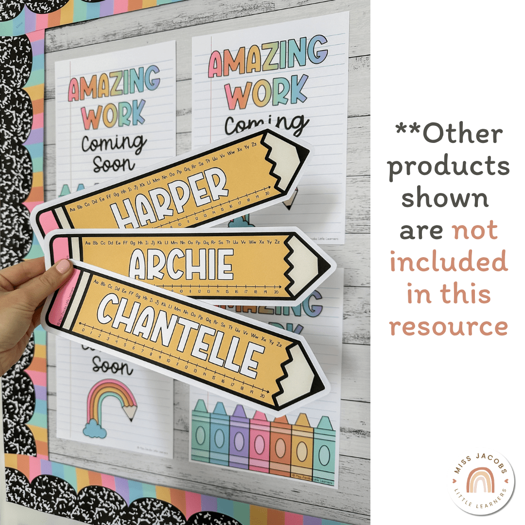 Student Desk Name Plates - Cutesy Classroom Theme - Miss Jacobs