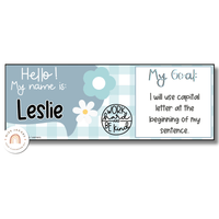 Student Desk Name Plate & Goals Mat - Daisy Gingham Pastels – Miss ...