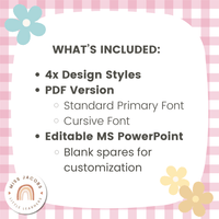 Student Desk Name Plate & Goals Mat - Daisy Gingham Pastels – Miss ...