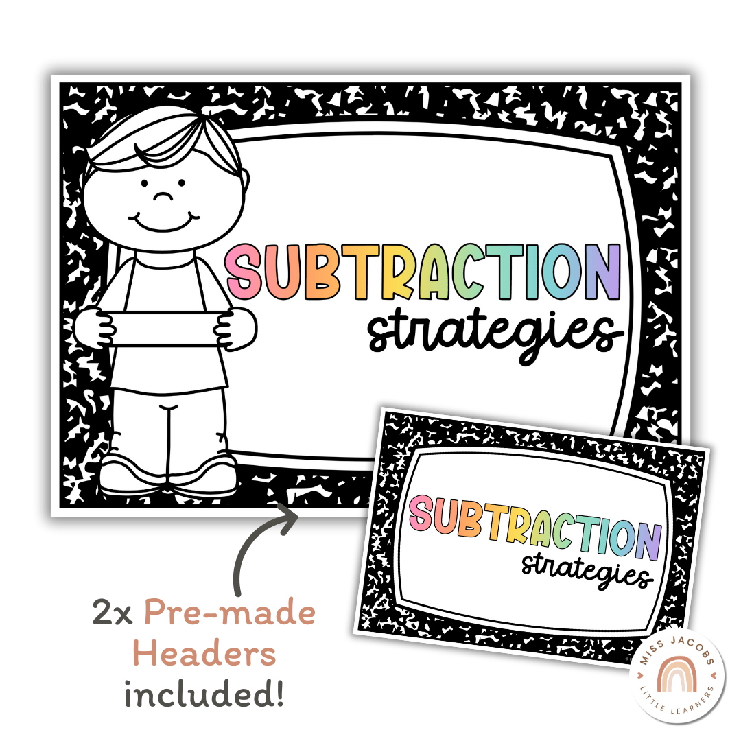Subtraction Strategies Posters - Cutesy Classroom Theme - Miss Jacobs
