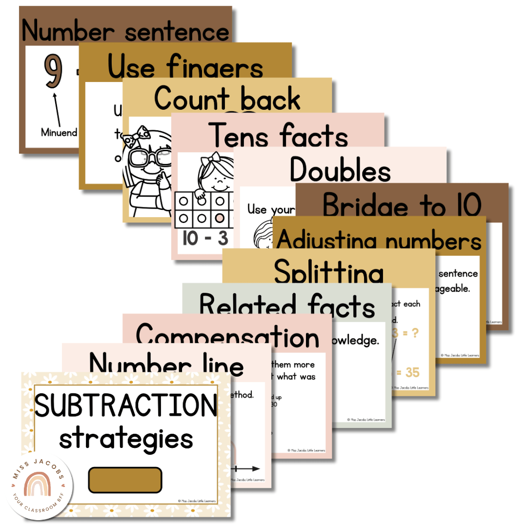 Subtraction Strategies Posters - Daisy Gingham Neutrals Decor