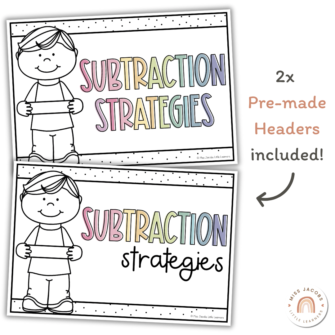 Subtraction Strategies Posters - Pastel Theme - Miss Jacobs - Default Title