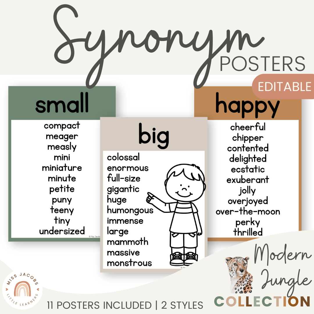Synonym Posters - Modern Jungle Earthy Theme - Miss Jacobs