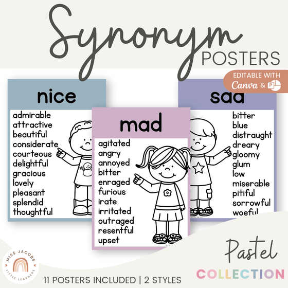 Synonym Posters - Pastel Theme - Miss Jacobs