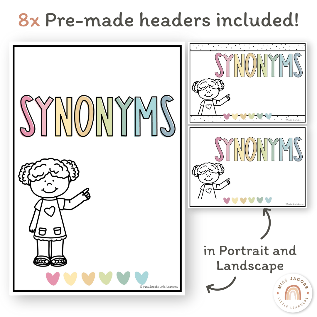 Synonym Posters - Pastel Theme - Miss Jacobs