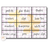 Teacher Toolbox Labels - Daisy Gingham Pastels Decor