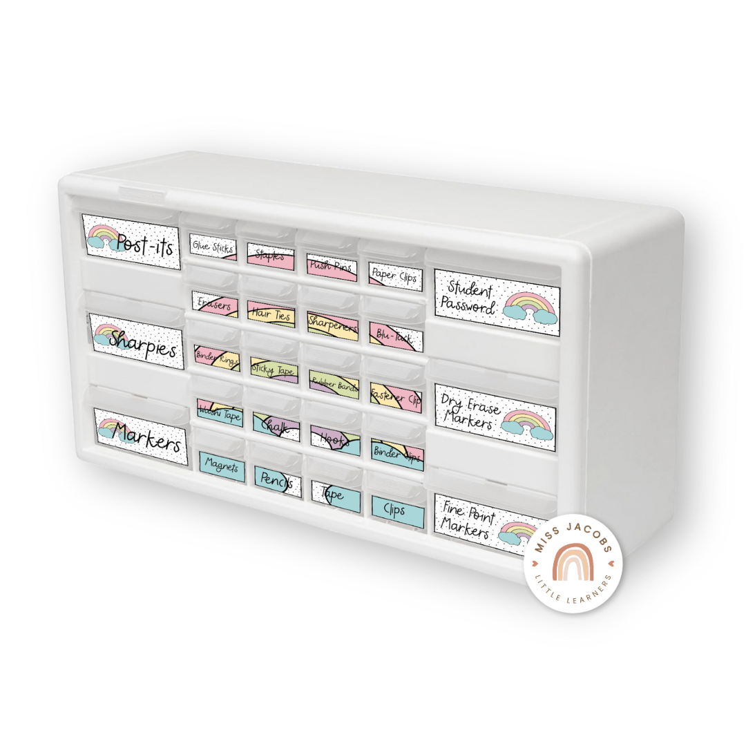 Teacher Toolbox Labels - Spotty Pastel Theme - Miss Jacobs