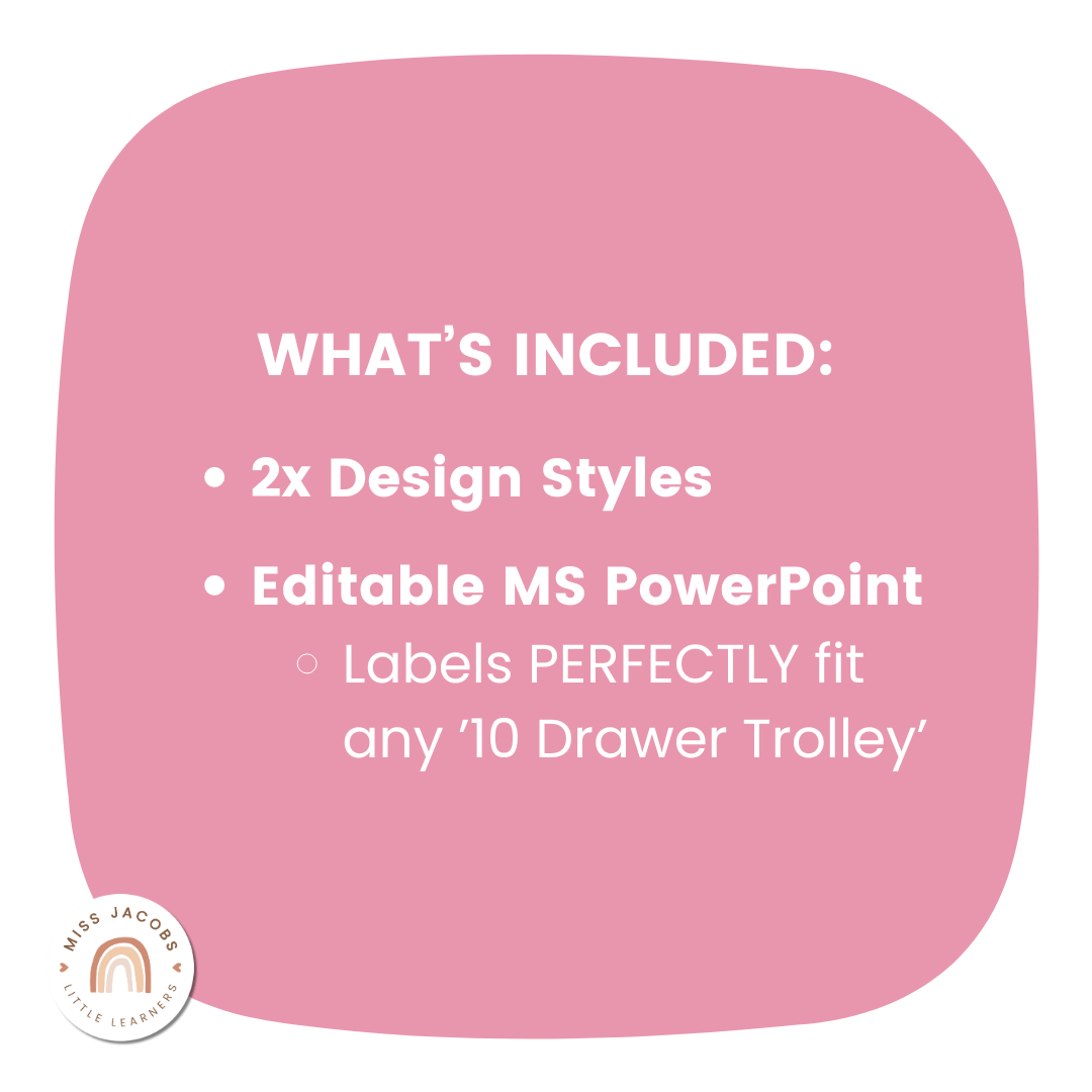 Teacher Trolley Labels for Rolling Cart - Simply Pastel Theme - MJLL