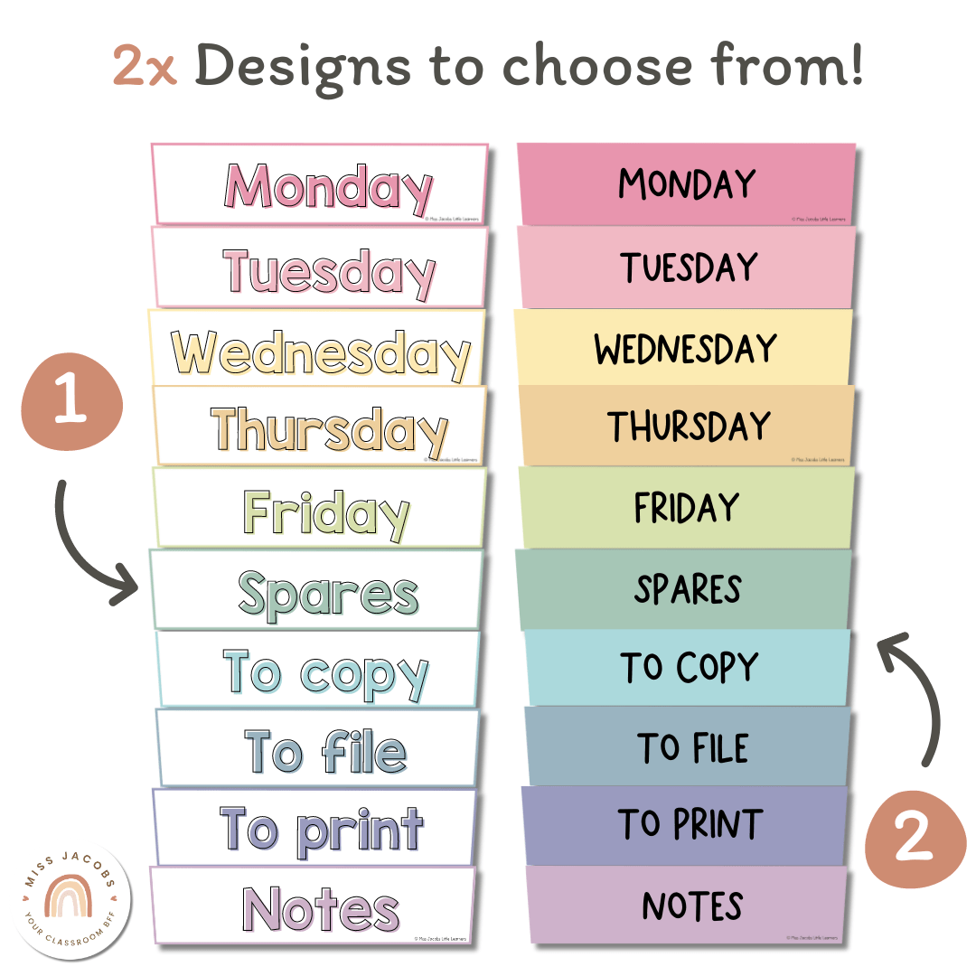 Teacher Trolley Labels for Rolling Cart - Simply Pastel Theme - MJLL