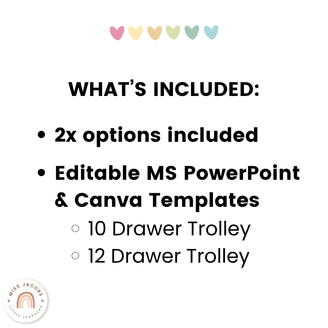 Teacher Trolley Labels for Rolling Cart - Spotty Pastel Theme - MJLL