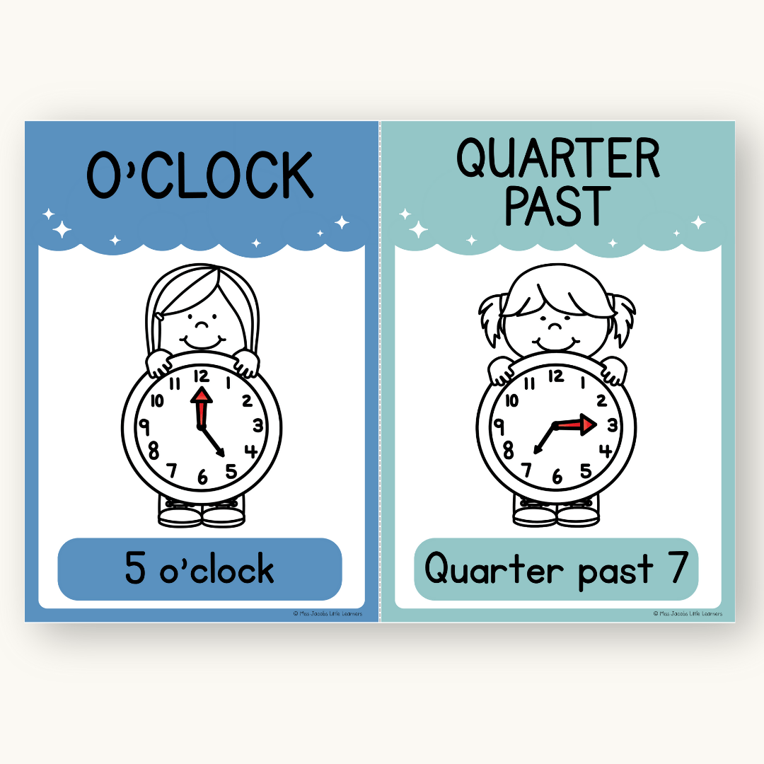 Telling Time and Clock Posters - Dreamy Space Theme - MJLL – Miss ...