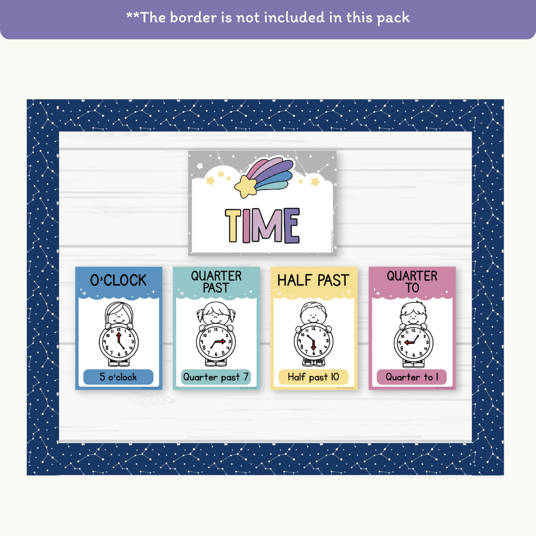 Telling Time and Clock Posters - Dreamy Space Theme - MJLL – Miss ...