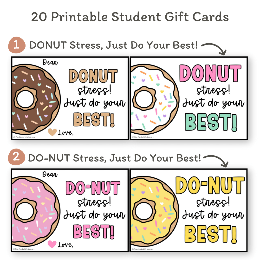 Testing Motivation Gift Card for Students: DO-NUT Stress - MJLL