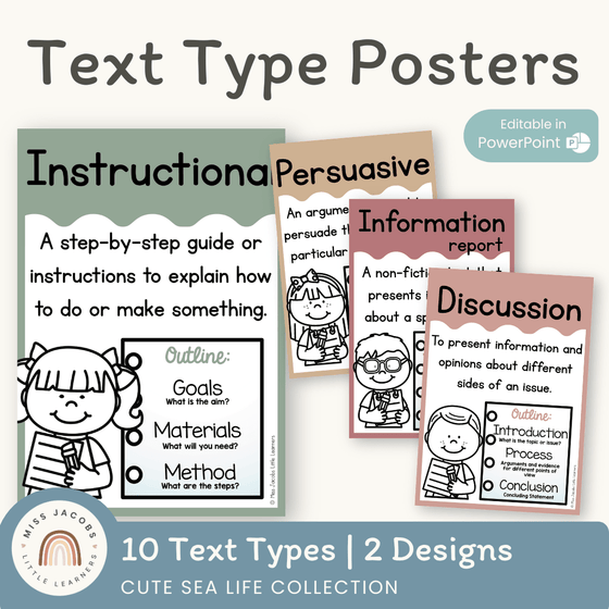 Text Type Posters - Cute Sea Life Classroom Decor – Miss Jacobs Little ...