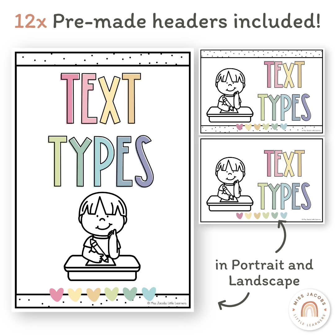 Text Type Posters - Pastel Theme - Miss Jacobs – Miss Jacobs Little ...