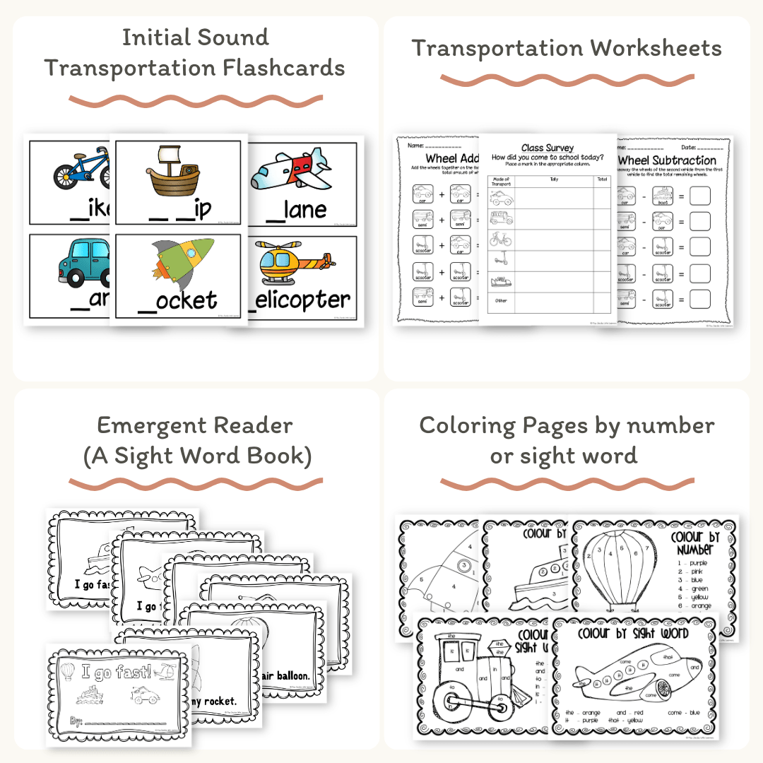 Transportation Unit - Flashcards, Worksheets & Activities - MJLL – Miss ...