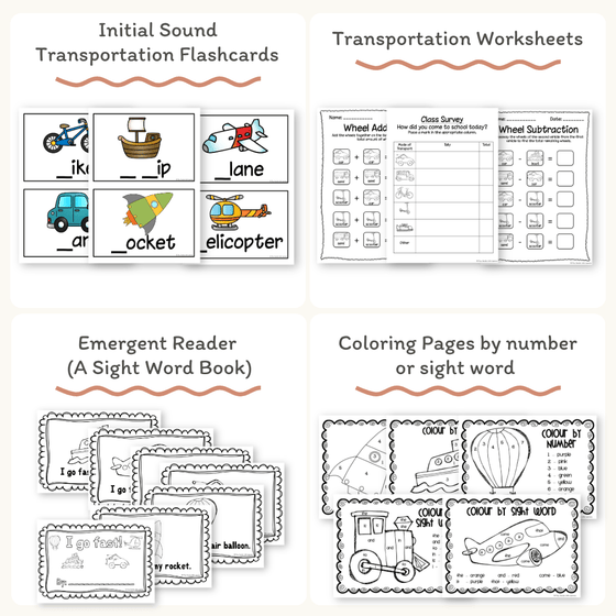 Transportation Unit - Flashcards, Worksheets & Activities - MJLL – Miss ...