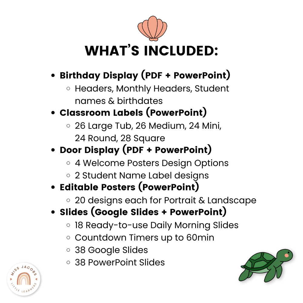 Sea Turtle Theme Classroom Essentials Decor Pack - Miss Jacobs – Miss ...