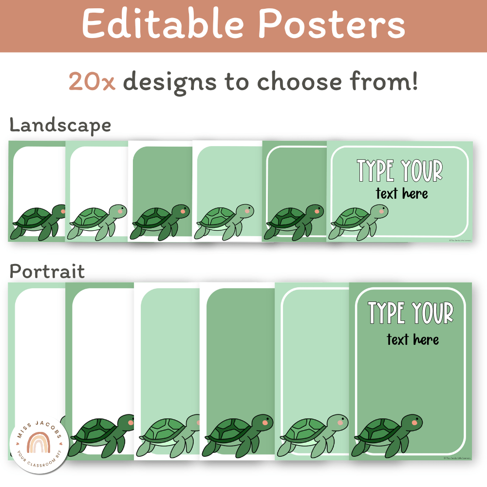 Turtle Theme Classroom Essentials Decor Pack - Miss Jacobs – Miss ...