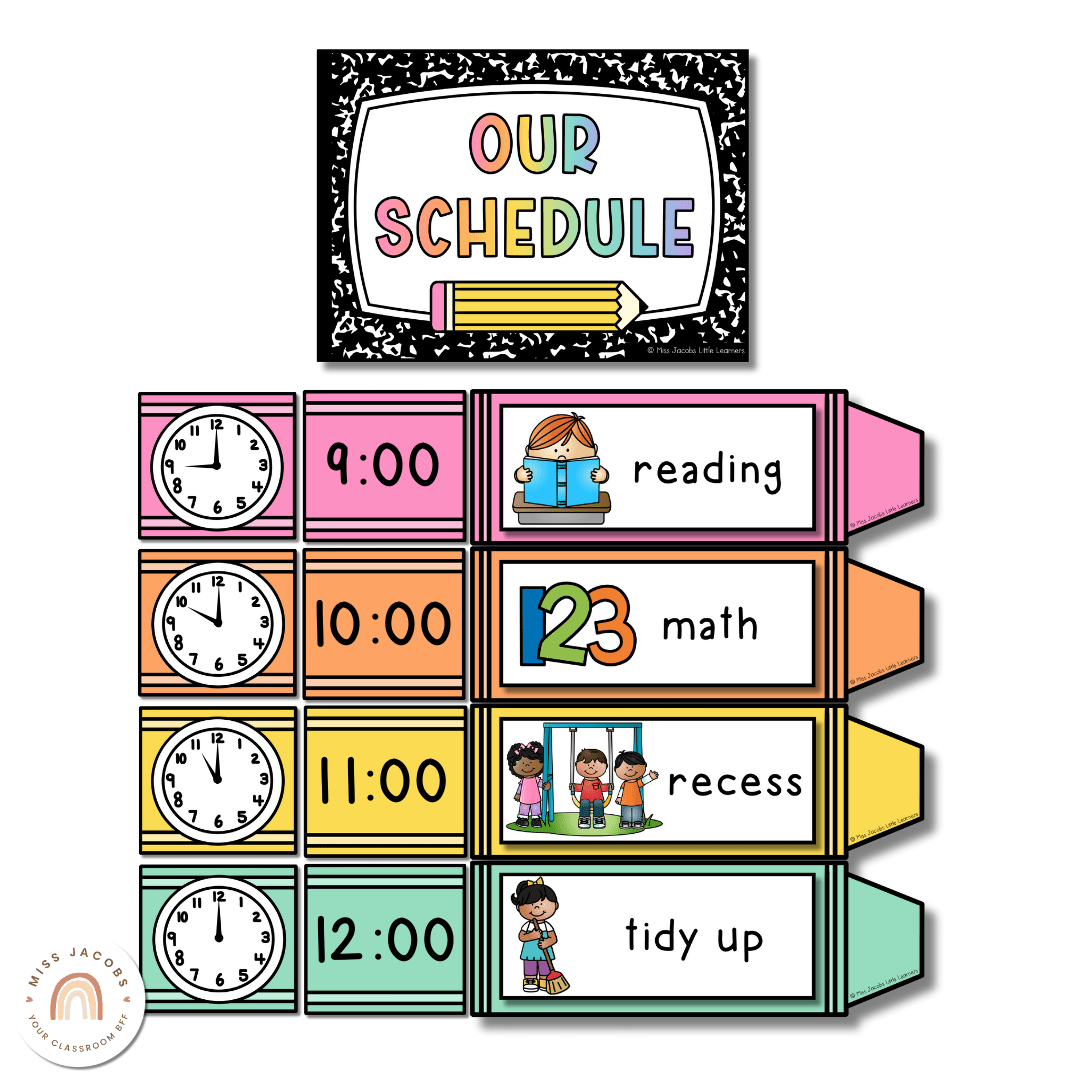 Visual Schedule - Cutesy Classroom Theme - Miss Jacobs