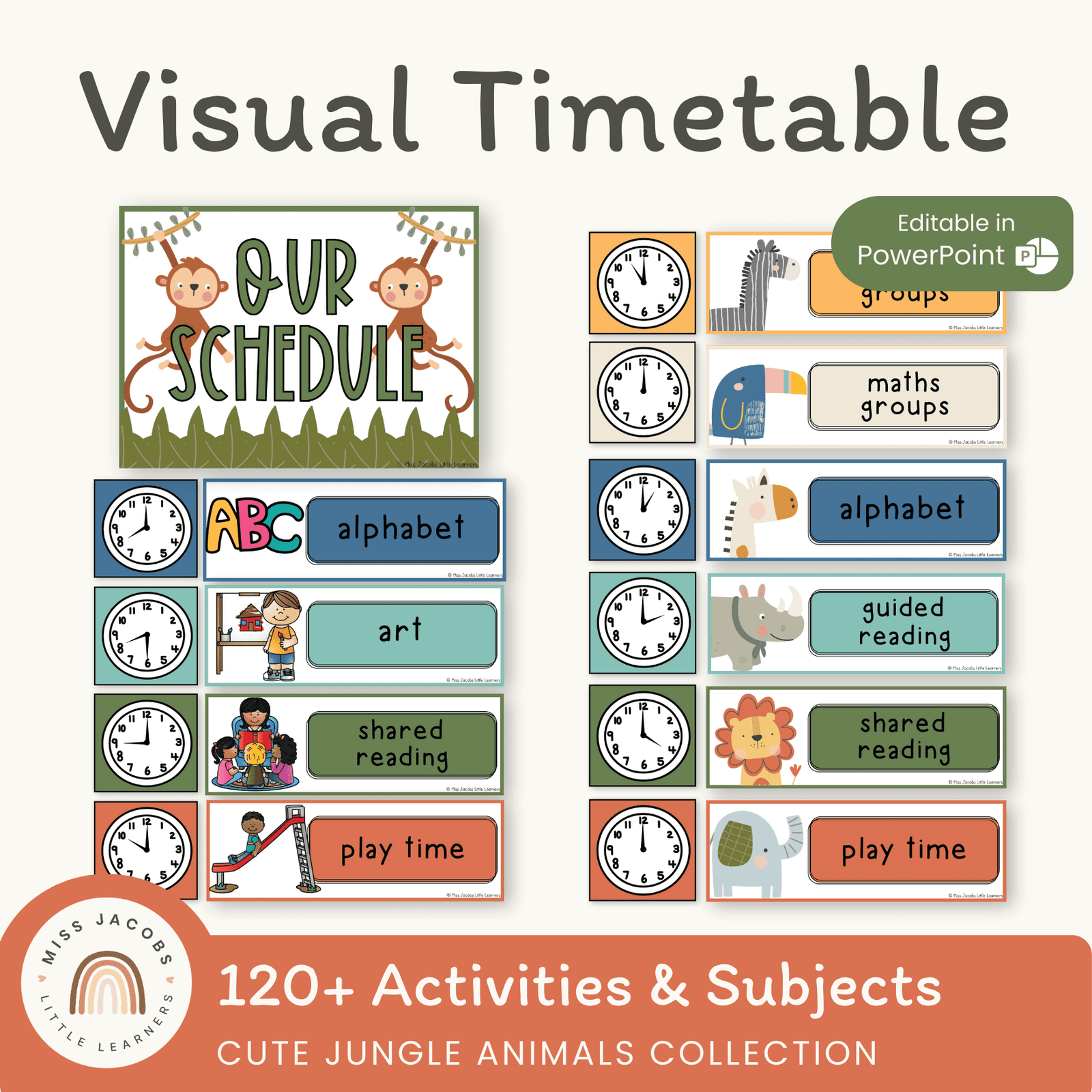 Visual Timetable and Daily Schedule | Cute Jungle Animals – Miss Jacobs ...