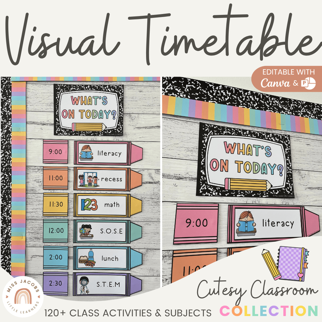 Visual Schedule - Cutesy Classroom Theme - Miss Jacobs