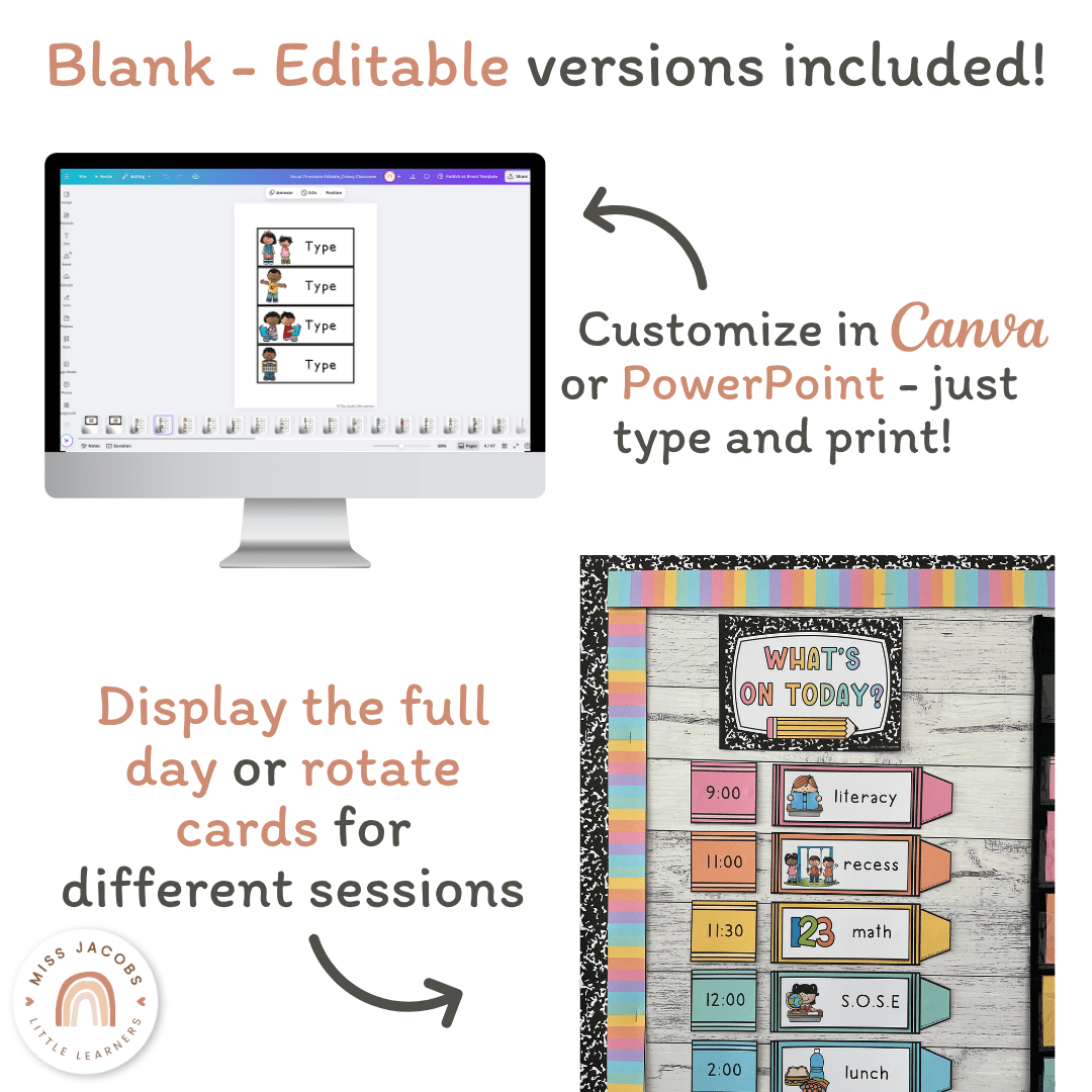 Visual Schedule - Cutesy Classroom Theme - Miss Jacobs