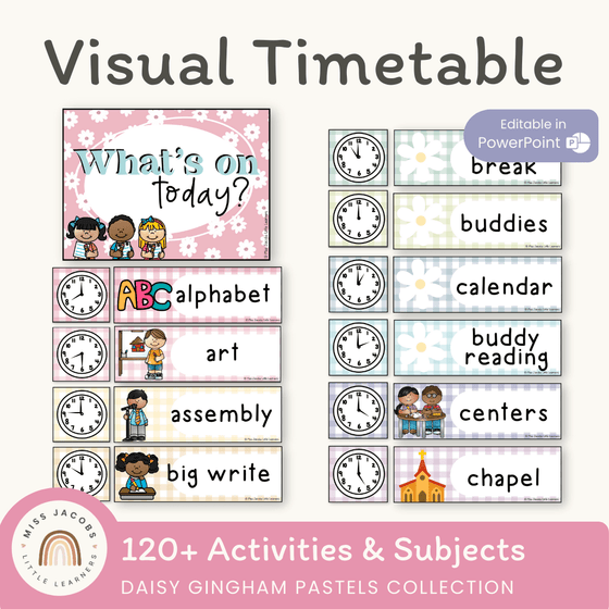 Visual Timetable Daily Schedule - Daisy Gingham Pastels Decor – Miss ...