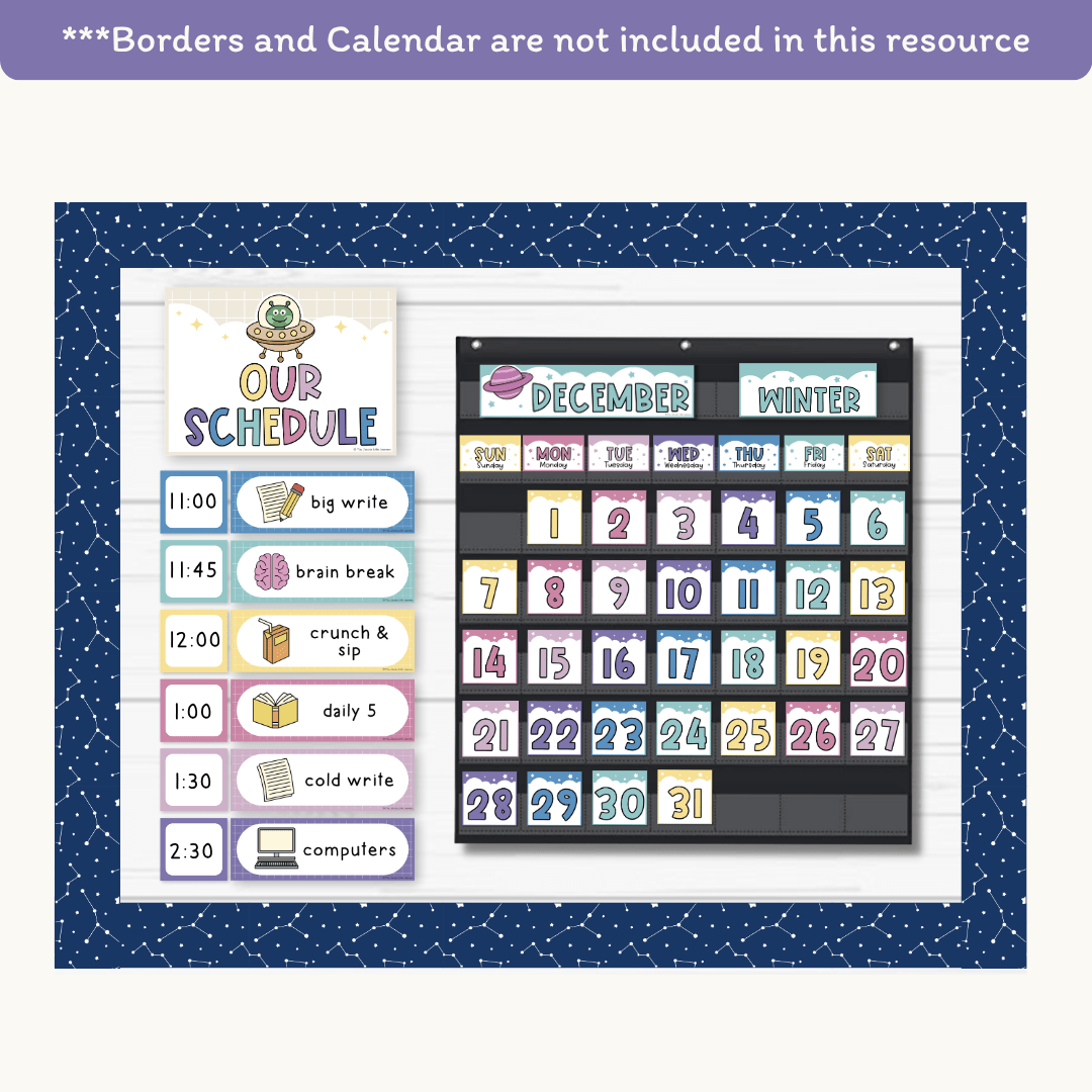 Visual Timetable Daily Schedule - Dreamy Space Classroom Decor – Miss ...