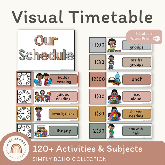 Visual Timetable Daily Schedule - Simply Boho Classroom Decor – Miss ...