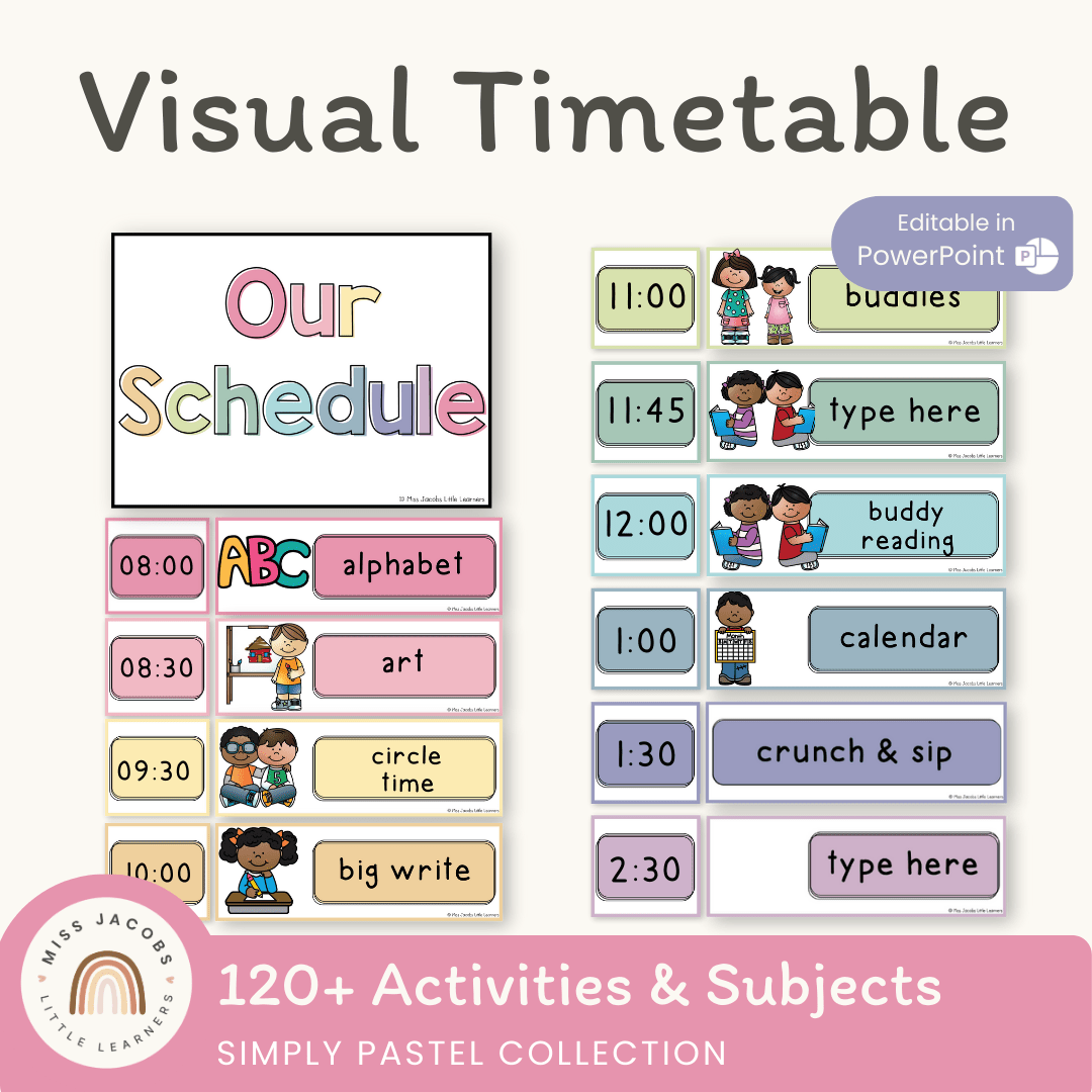 Visual Timetable Daily Schedule - Simply Pastel Classroom Decor – Miss ...