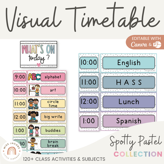 Visual Schedule - Spotty Pastel Classroom Theme - Miss Jacobs