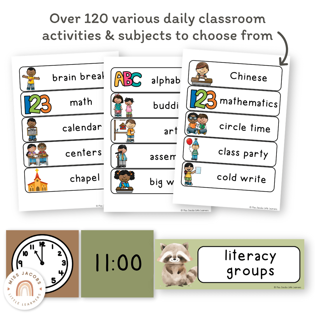 Visual Timetable Daily Schedule - Woodland Classroom Decor - MJLL ...