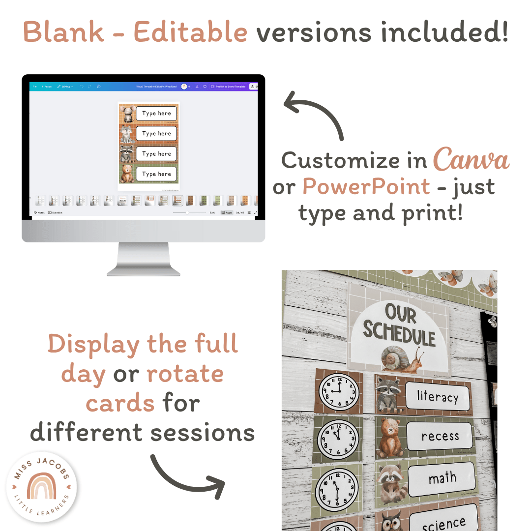 Visual Timetable Daily Schedule - Woodland Classroom Decor - MJLL ...