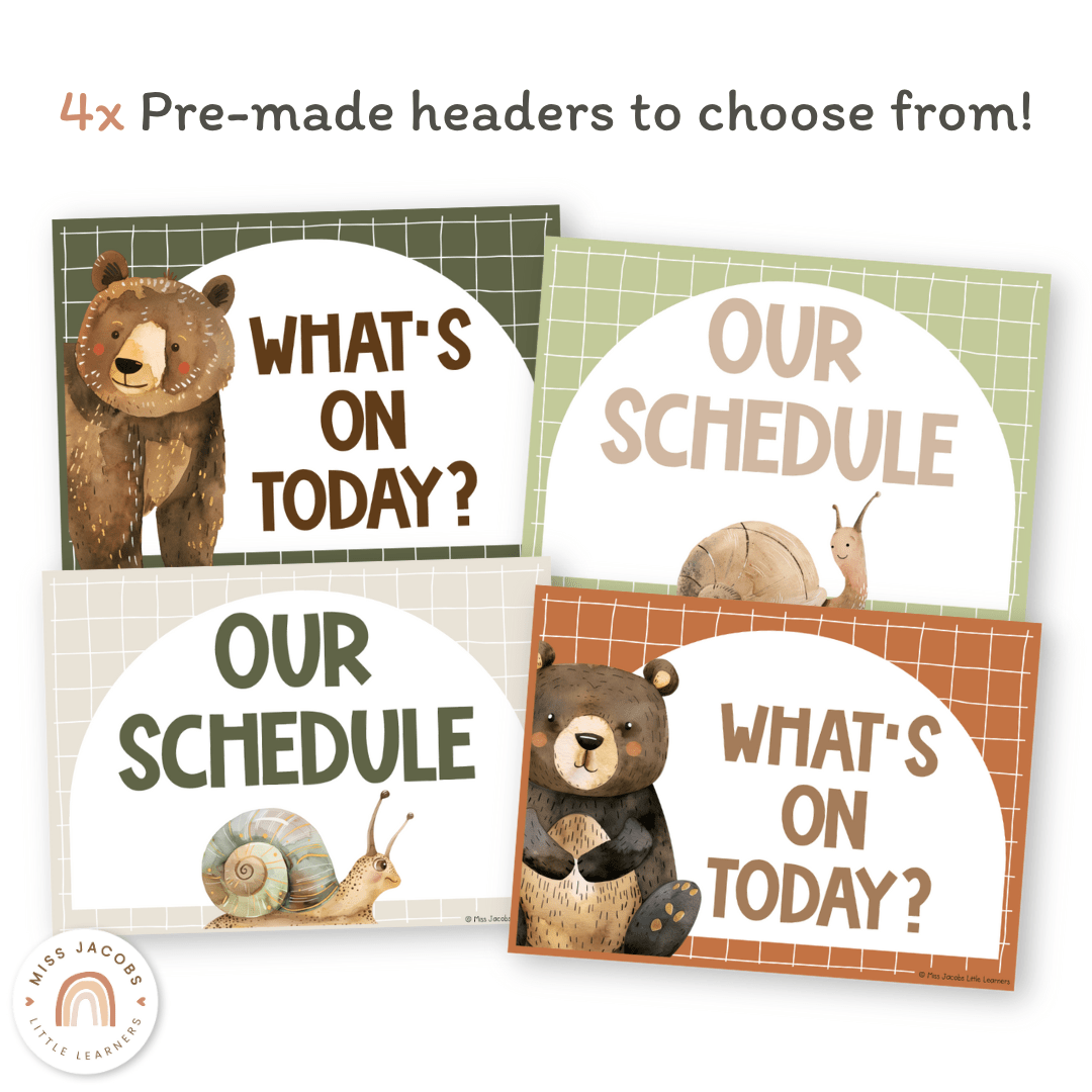Visual Timetable Daily Schedule - Woodland Classroom Decor - MJLL ...