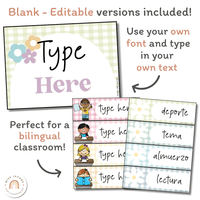 Visual Timetable Daily Schedule - Daisy Gingham Pastels Decor